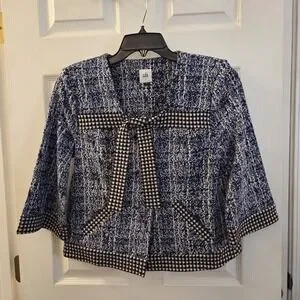 CAbi | Jackets & Coats | Cabi Sz S Reina 2 Club Blue Tweed Relaxed Fit ...